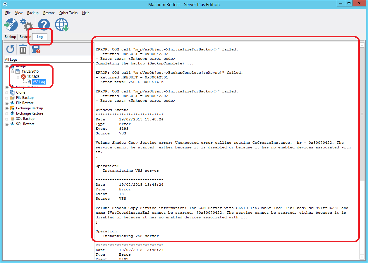 Macrium reflect failed to create volume snapshot 0x80042306 - iopda